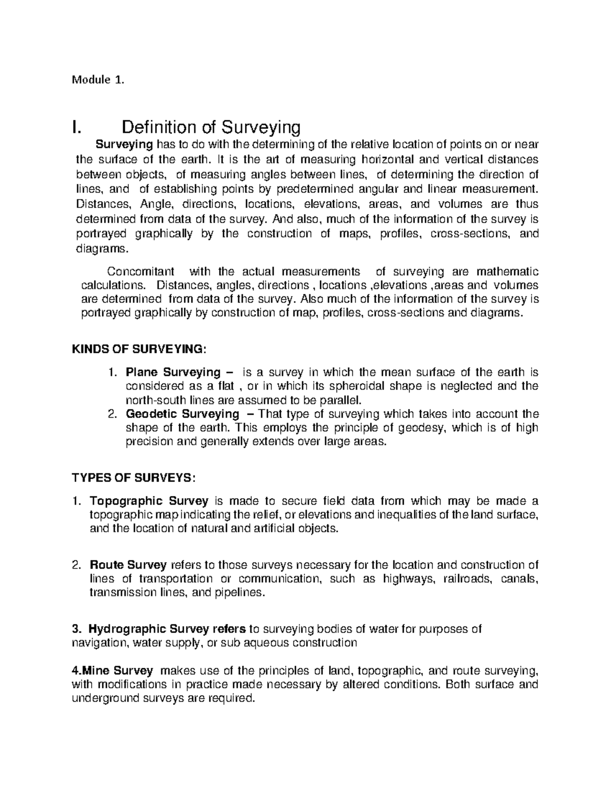 Surveying Concepts and Techniques - Module 1 Overview - Studocu