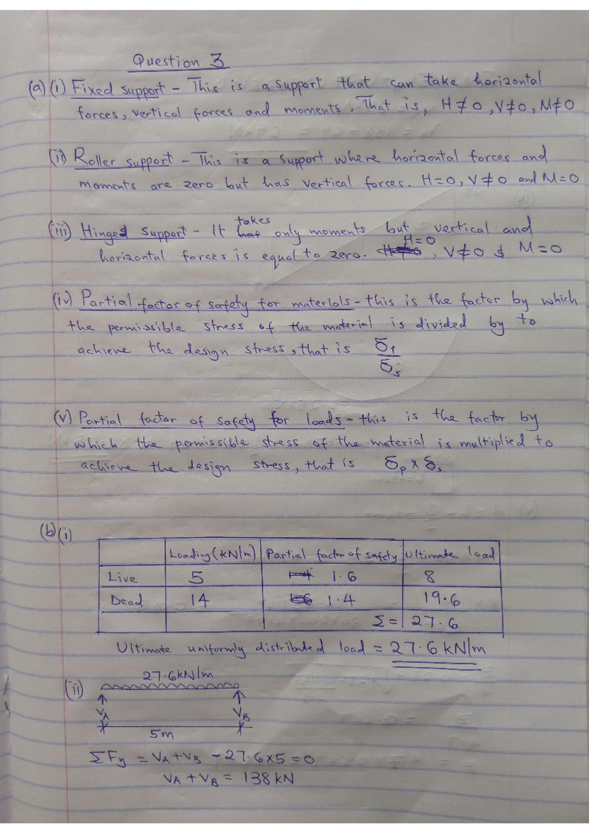 TOS 3 - test questions and answers - Question 3 (a) (1) Fixed support ...