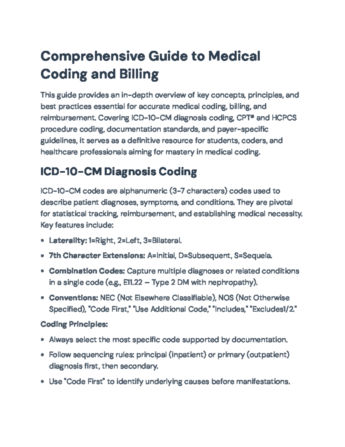 Comprehensive Medical Coding & Billing Guide (Course Code: MCB101 ...