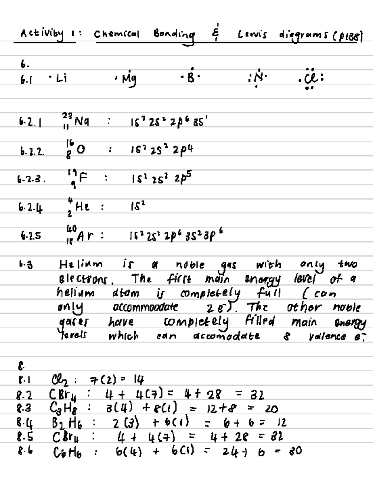 Activity 1 Chemical Bonding - Activity 1 : Memical Bonding & Lewis ...