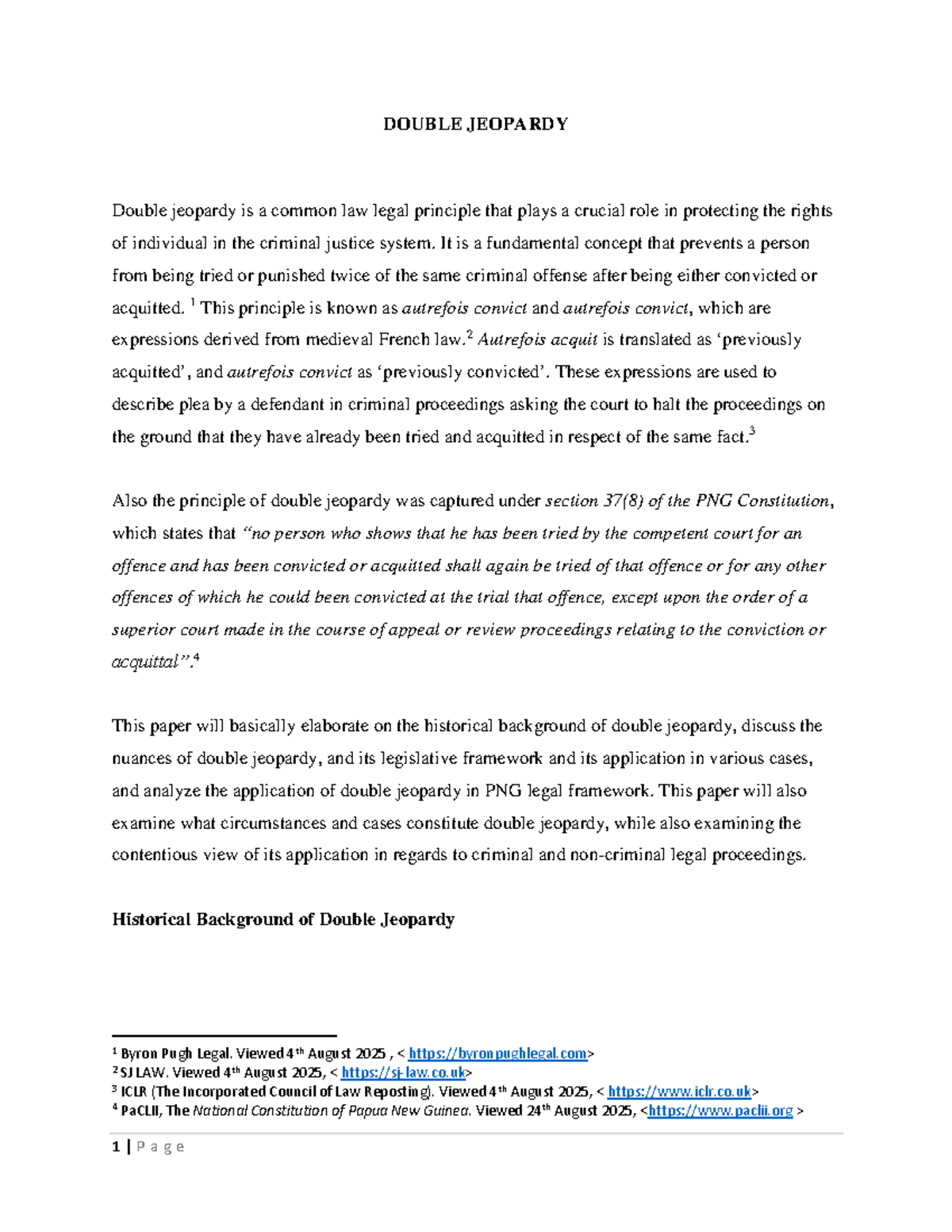 Double Jeopardy in PNG Law: Historical Context & Legal Framework ...