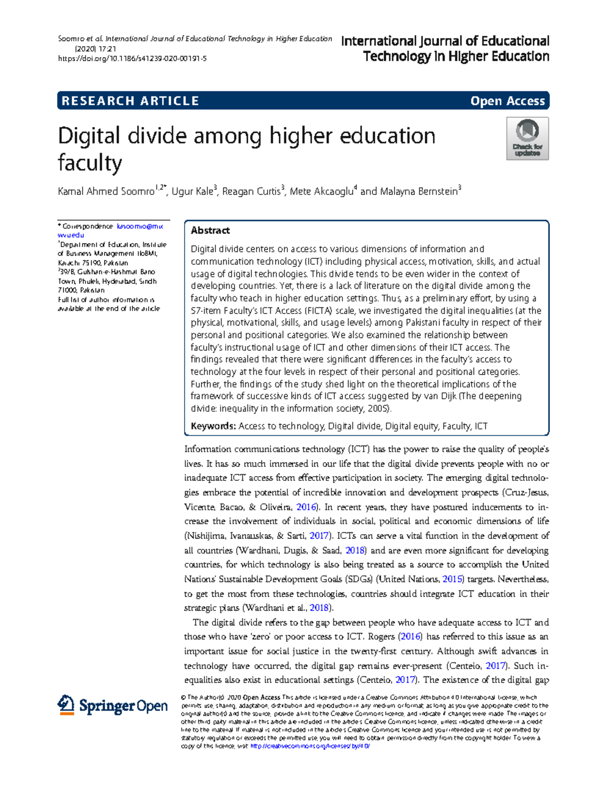 Digital Divide Among Faculty: ICT Access in Higher Education (EDUC 101 ...