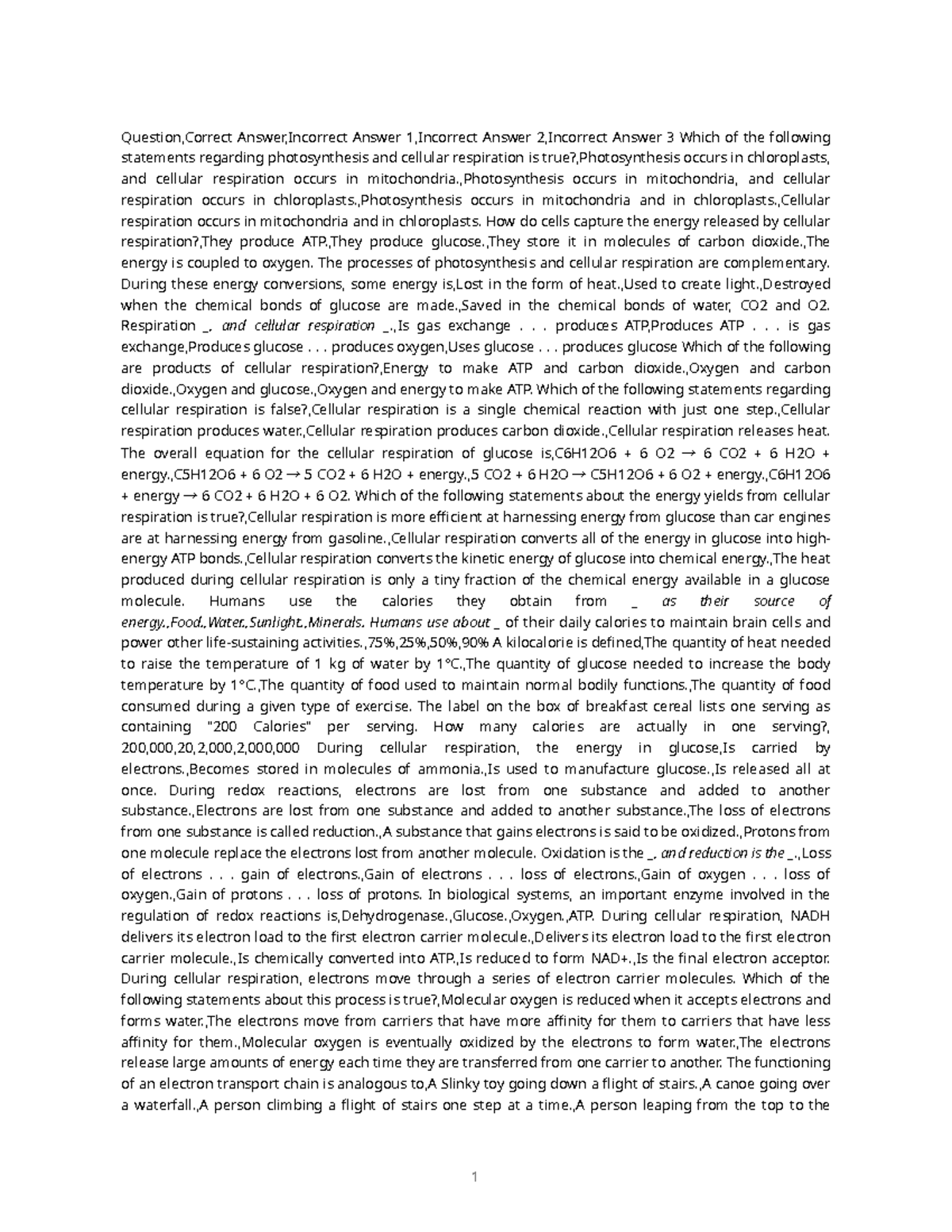 Cellular Respiration Quiz Answers - Gimkit Study Guide - Studocu