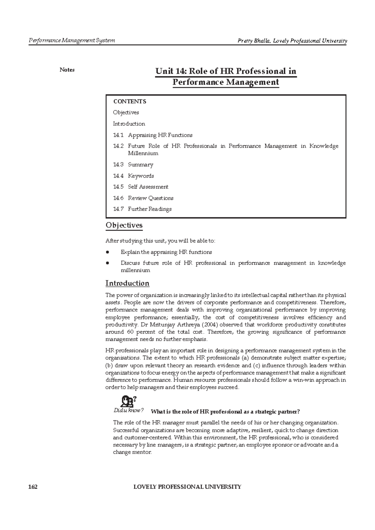 Unit 14: HR Professional's Role in Performance Management - Notes - Studocu