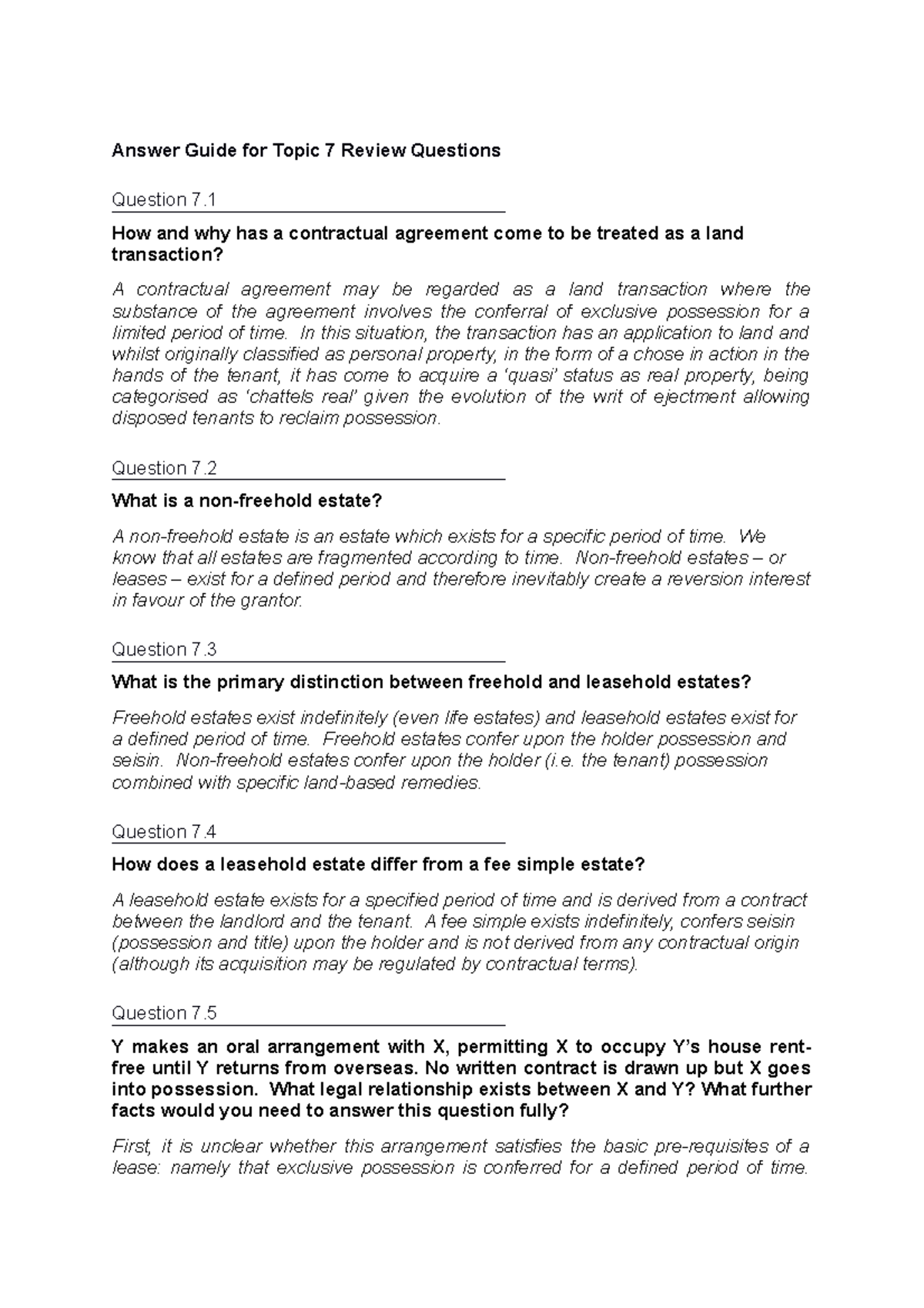 2016 MLL327 Topic 7 Revision Answer Guide - Answer Guide for Topic 7 ...