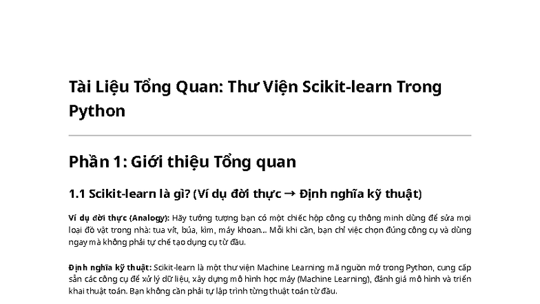 Tổng Quan Về Scikit-Learn: Thư Viện Machine Learning Trong Python - Studocu