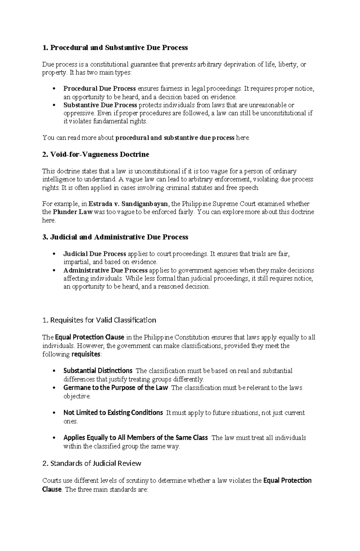 Constitutional Law (BIL 101): Bill of Rights Final Exam Notes - Studocu