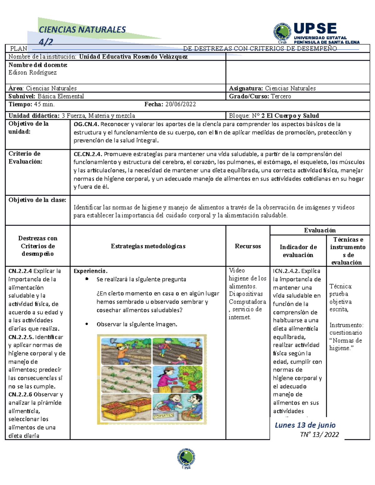 Planificación de Clases en Ciencias Naturales: 3er Grado - Unidad 3 ...