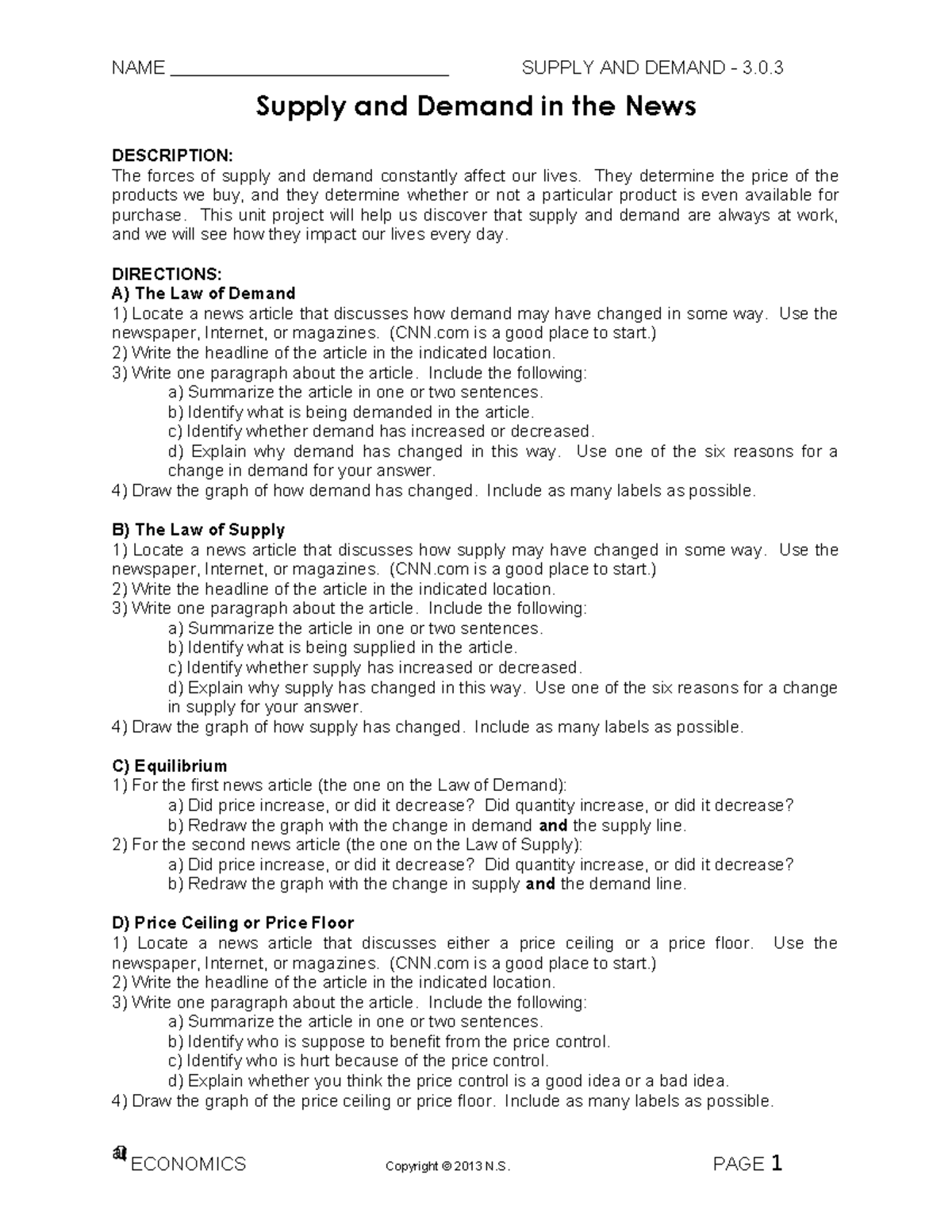 Unit+Project+(Supply+and+Demand+in+the+News) - Supply and Demand in the ...