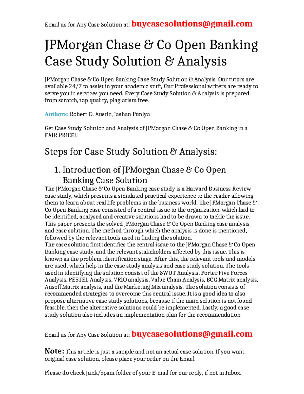 JPMorgan Chase & Co Open Banking Case Study: Solution & Analysis - Studocu