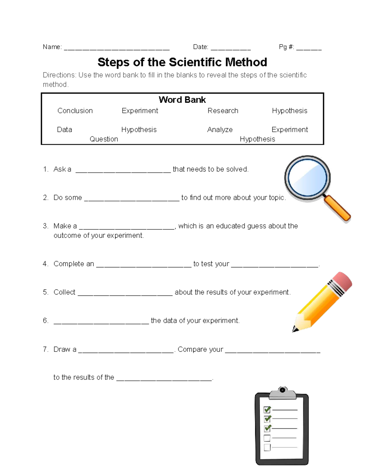 Steps of the Scientific Method: Do Now Activity - Studocu