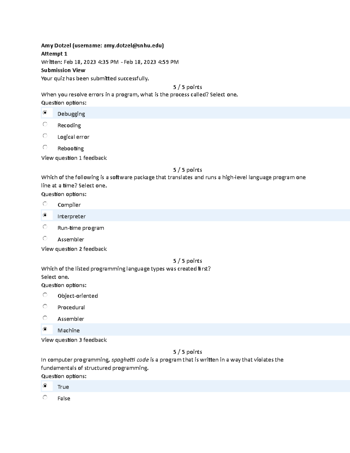 IT 200 7-1 Quiz - Scripting and Programming - Amy Dotzel (username: amy ...