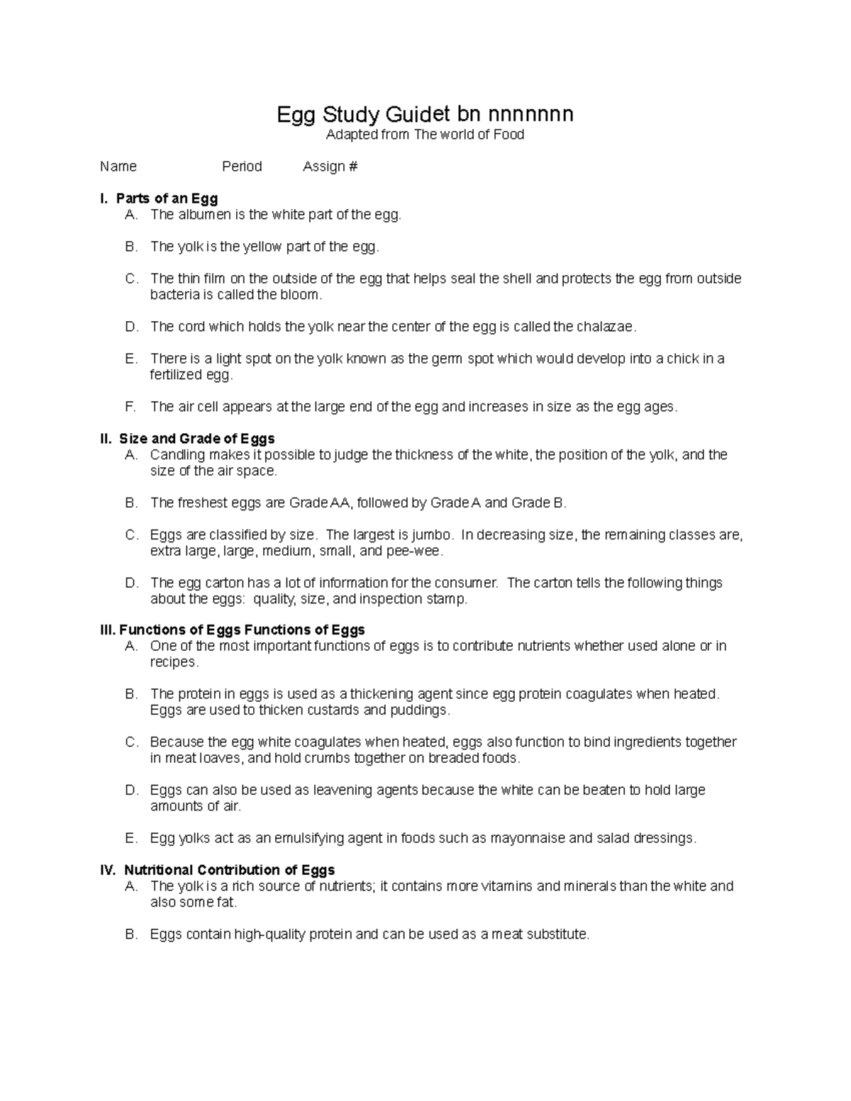 Egg Study Guide to help with your questions - Egg Study Guidet bn ...