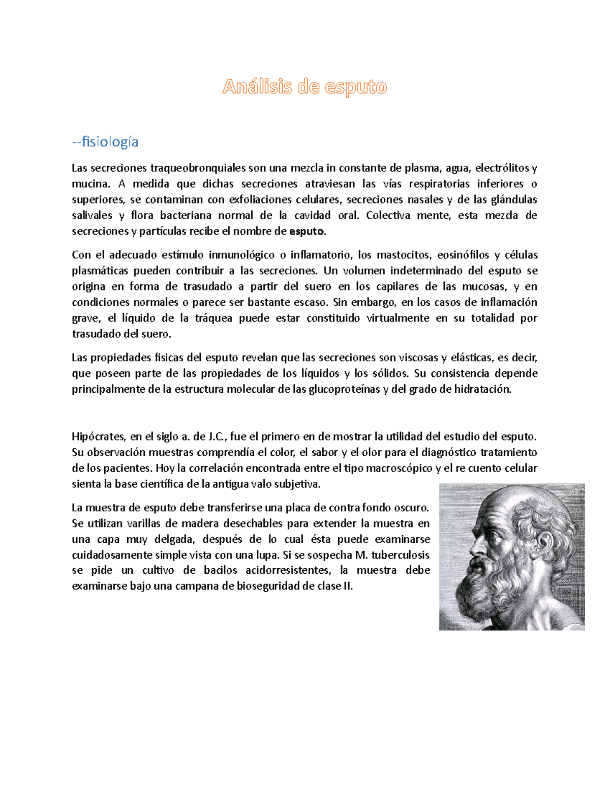 Análisis de esputo: Notas sobre fisiología y enfermedades relacionadas ...