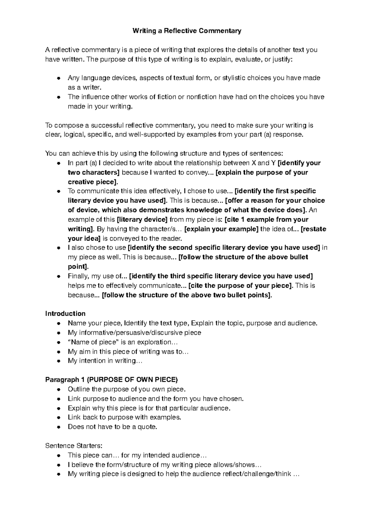 Reflection Scaffold: A Guide to Writing Reflective Commentary - Studocu