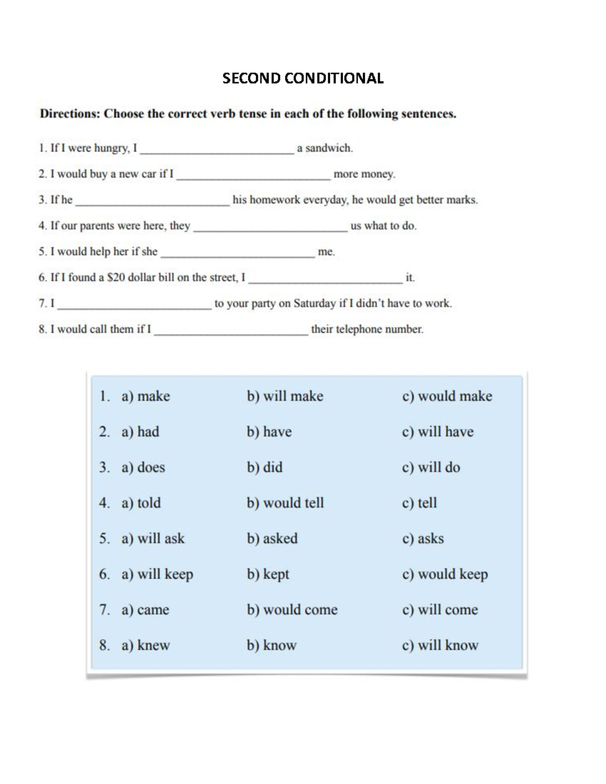 Second Conditional Practice - ENG101-16 - Studocu