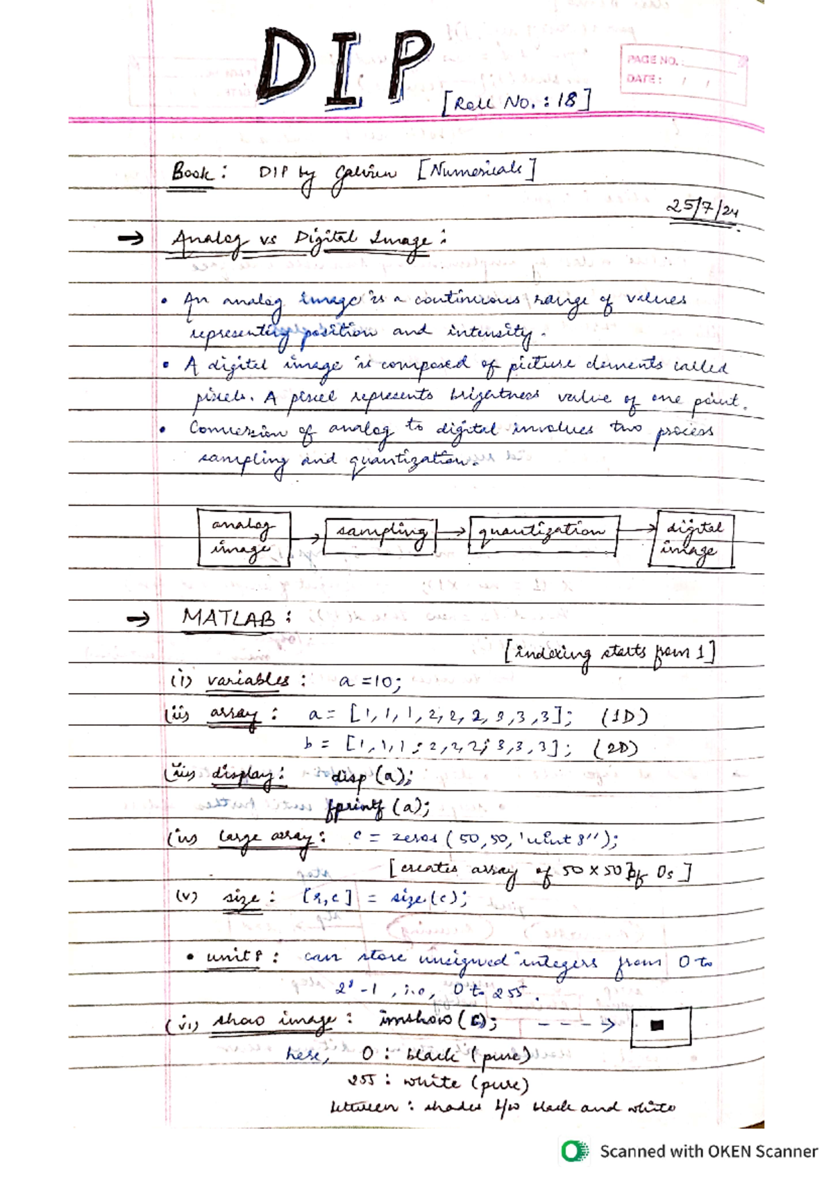 Digital Image Processing - DIP PAGE NO. DATE: No. : Book: DIP galview Analy vs Digital Image: An ...
