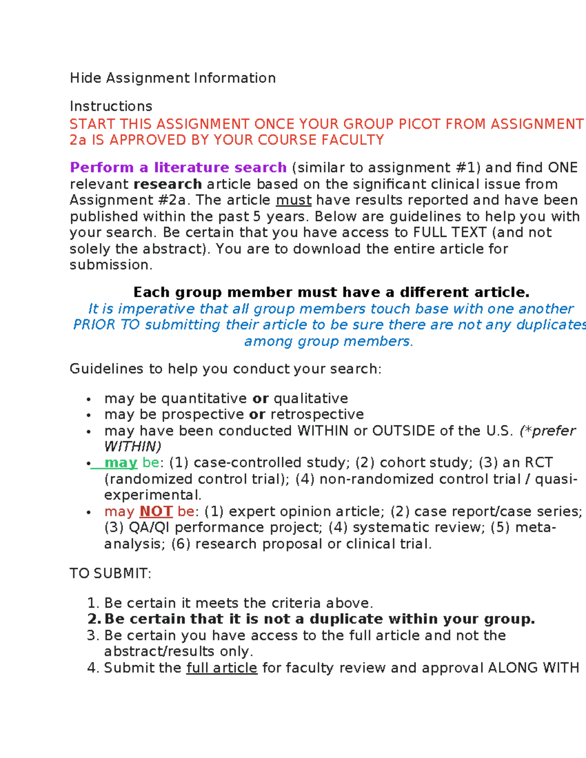 Hide Assignment Information - Hide Assignment Information Instructions START THIS ASSIGNMENT ...