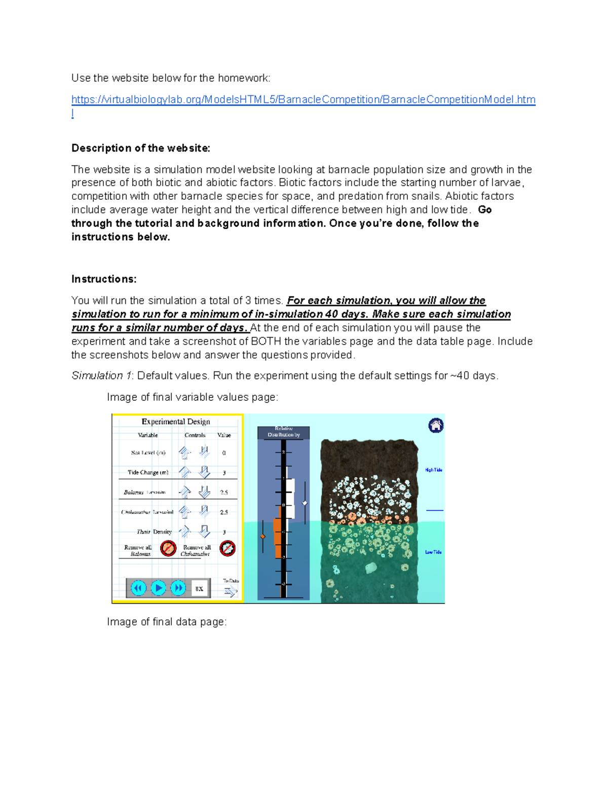 Virtual Biology Lab Worksheet: Barnacle Competition Analysis - Studocu