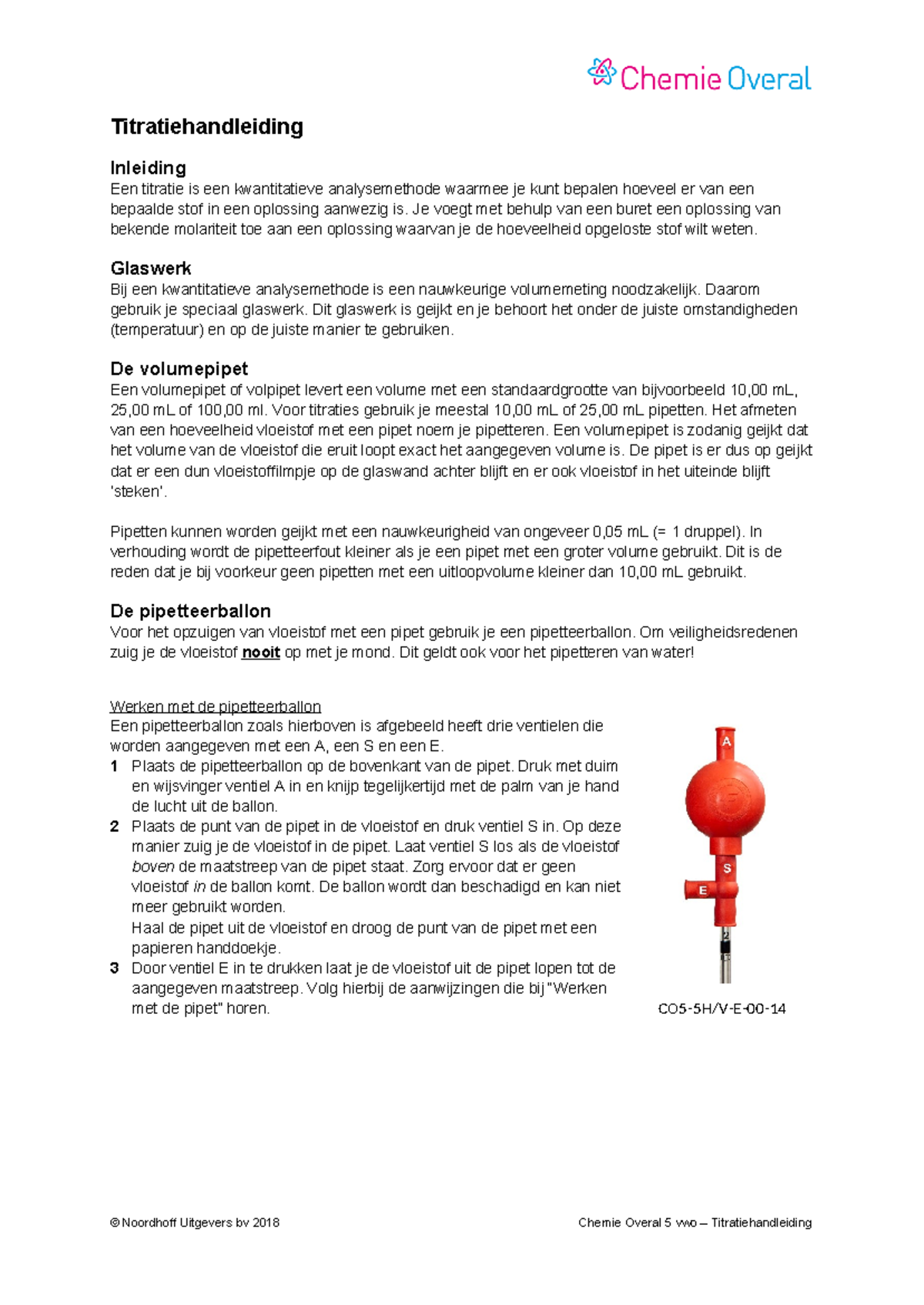 5V Titratiehandleiding: Pipetteren en Glaswerk Gebruik - Studeersnel