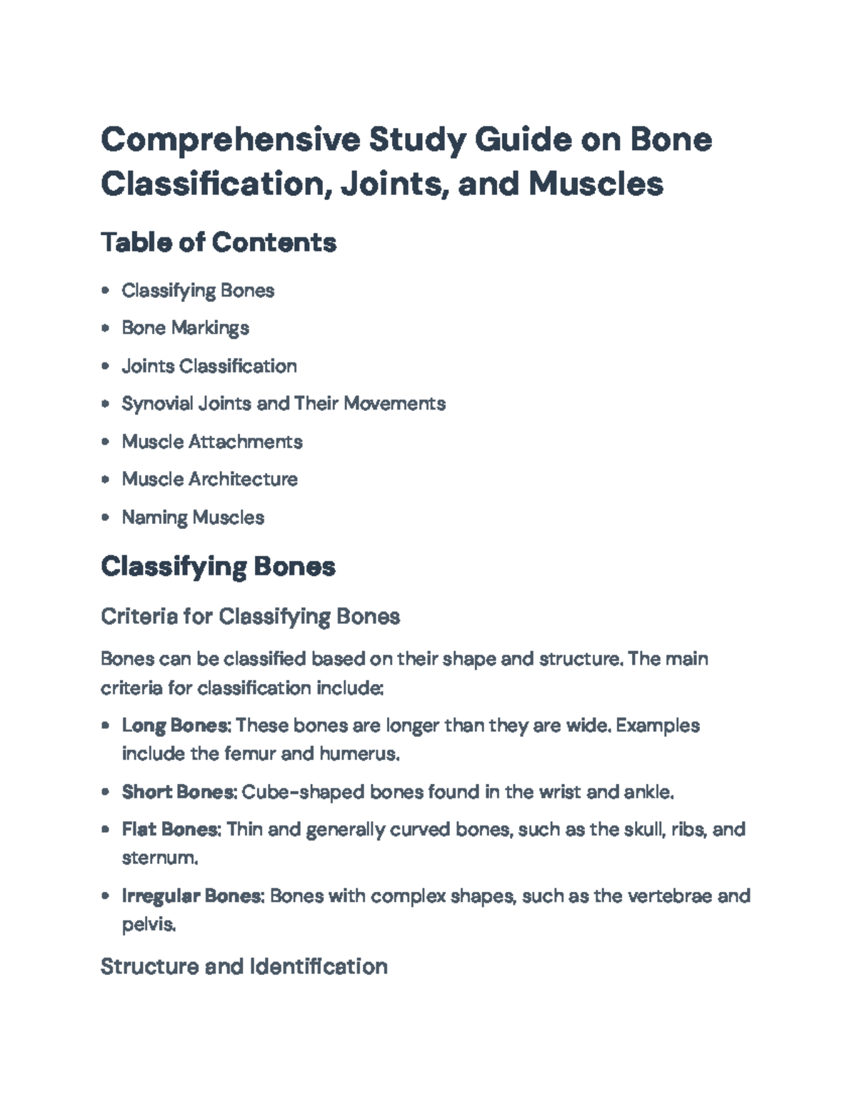 Structural and Functional Classification of Joints and Muscles Notes ...