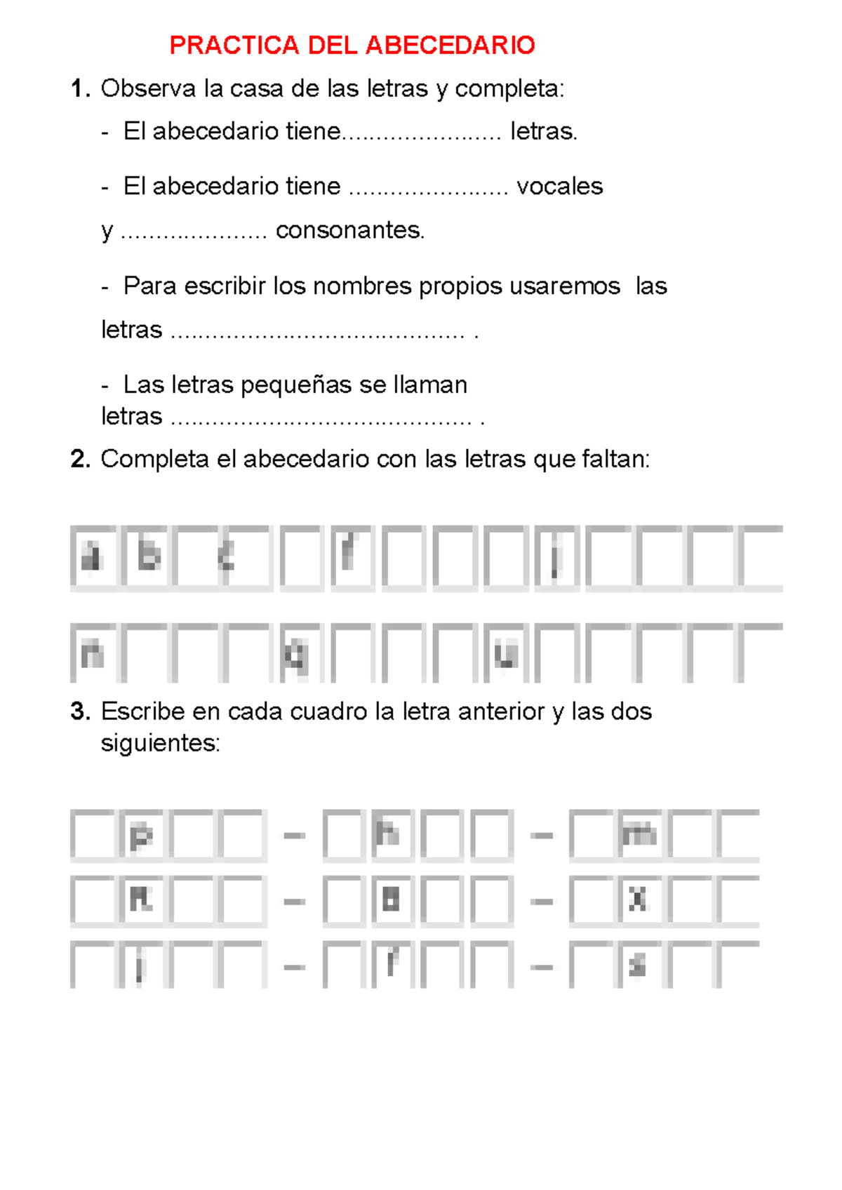 Práctica del Abecedario: Actividades de Letras y Palabras - Fichs ARTE ...