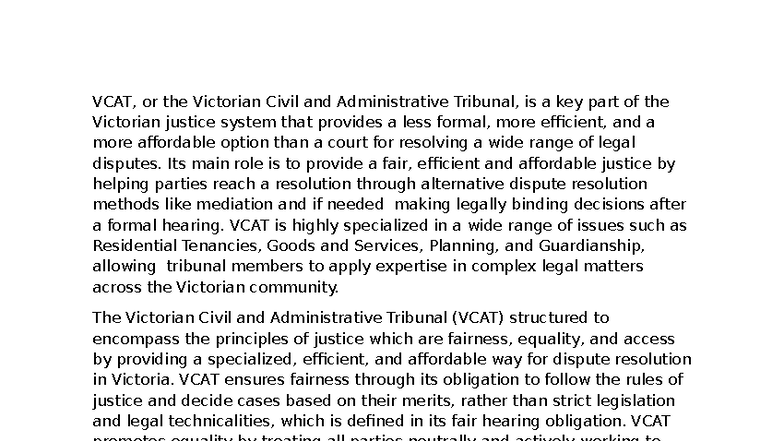 VCAT Overview: Notes on the Victorian Civil and Administrative Tribunal ...