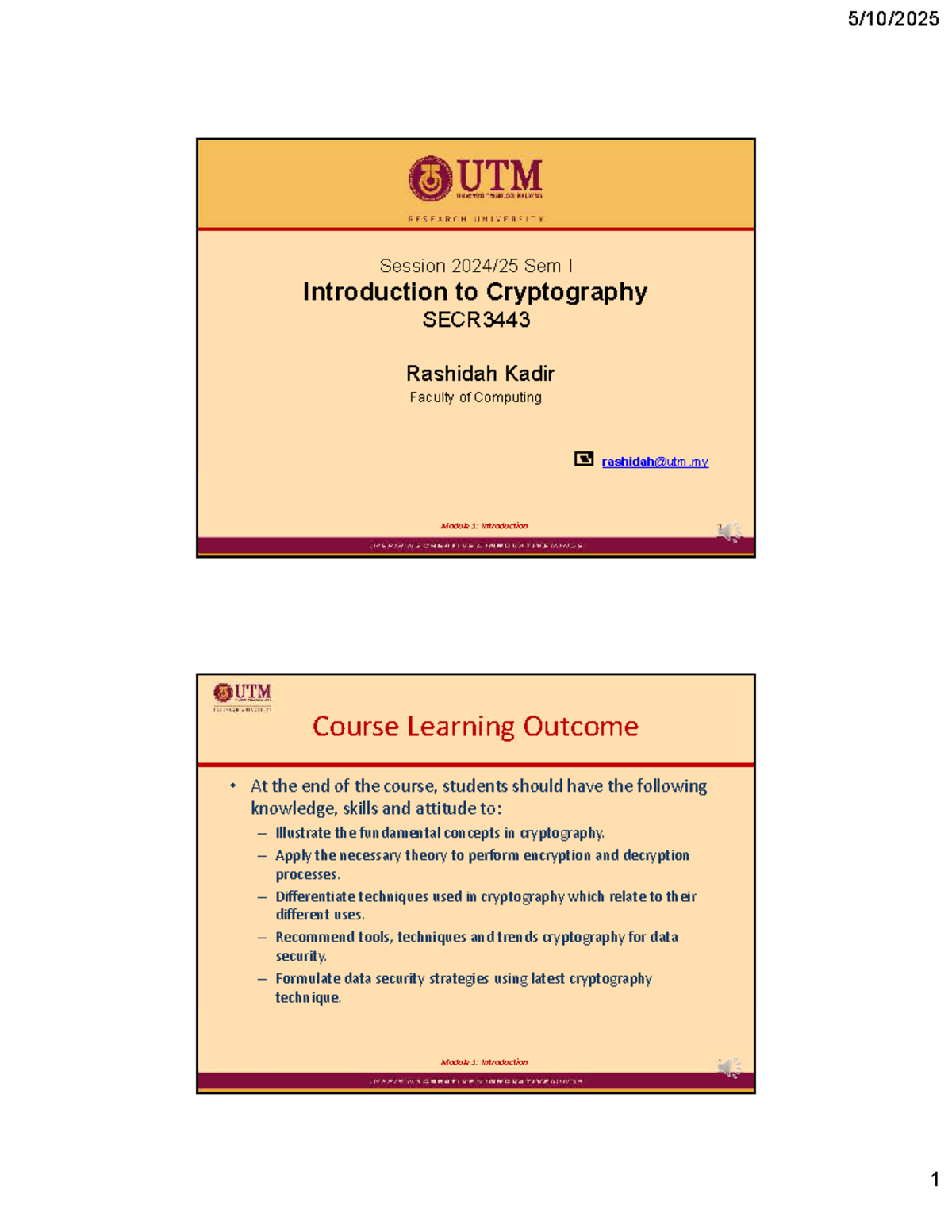 SECR3443 Final Exam Notes: Introduction to Cryptography - Studocu