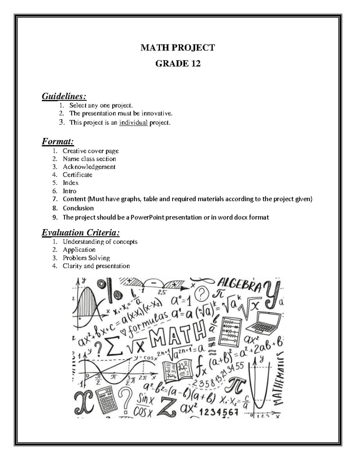 MATH Project Grade 12: Exploring Concepts in Matrices, Functions ...