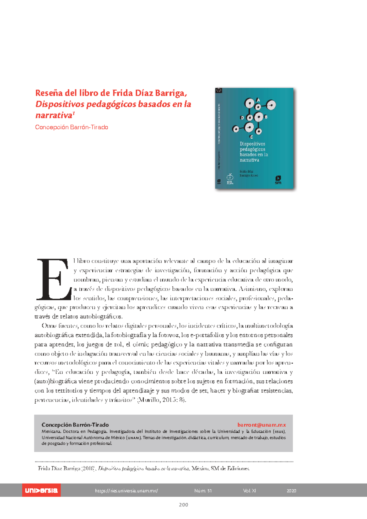 Reseña del libro "Dispositivos Pedagógicos Basados en la Narrativa ...