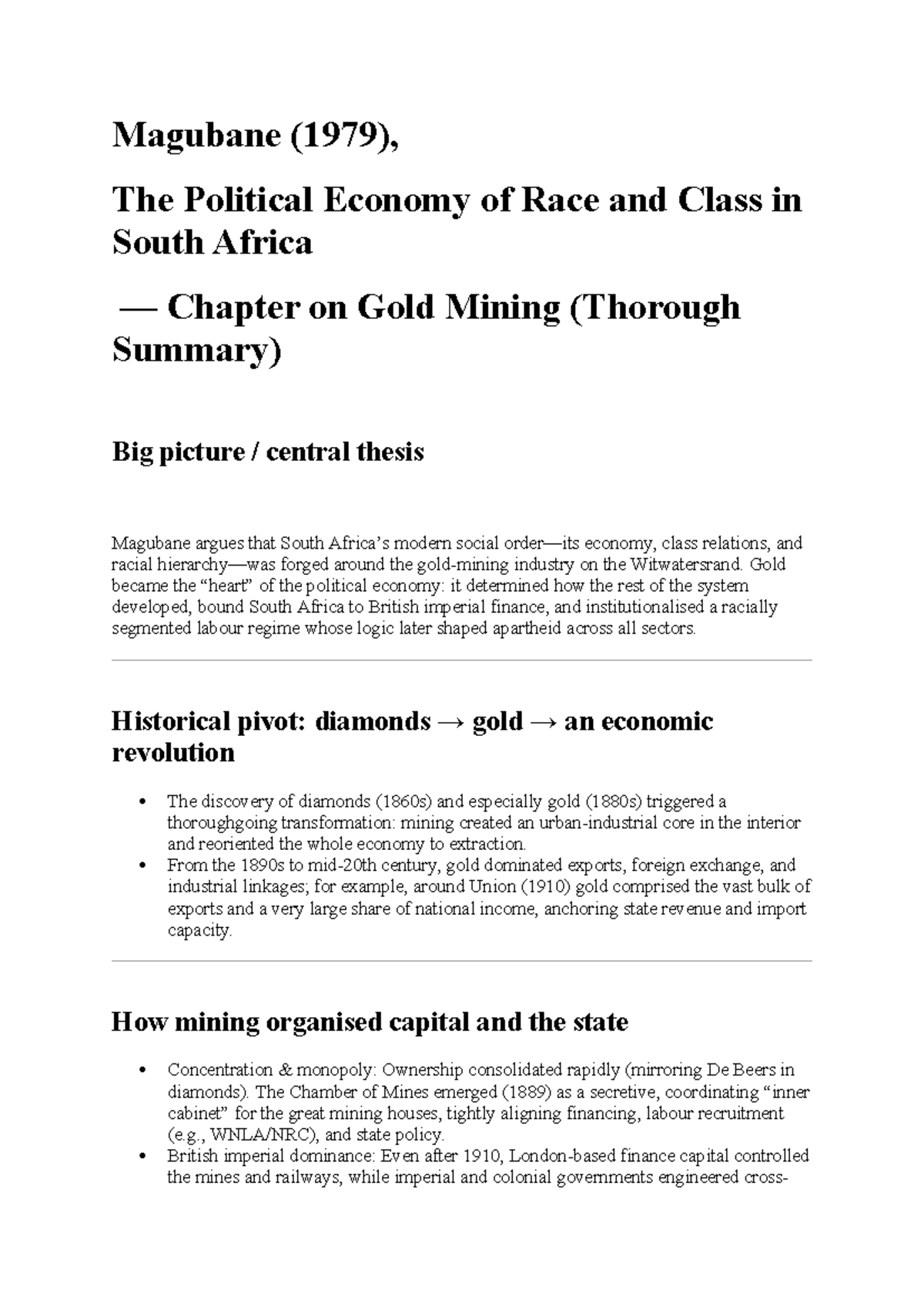 Sociology 144: Summary of Key Texts on Race, Class, and Urban Life ...
