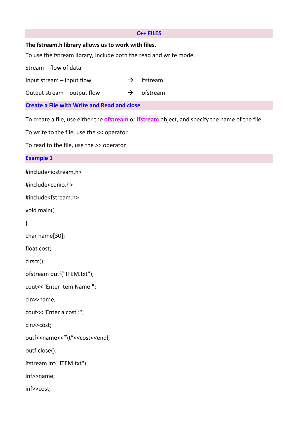 Files in C++ - PPS: Understanding fstream.h Library Usage - Studocu