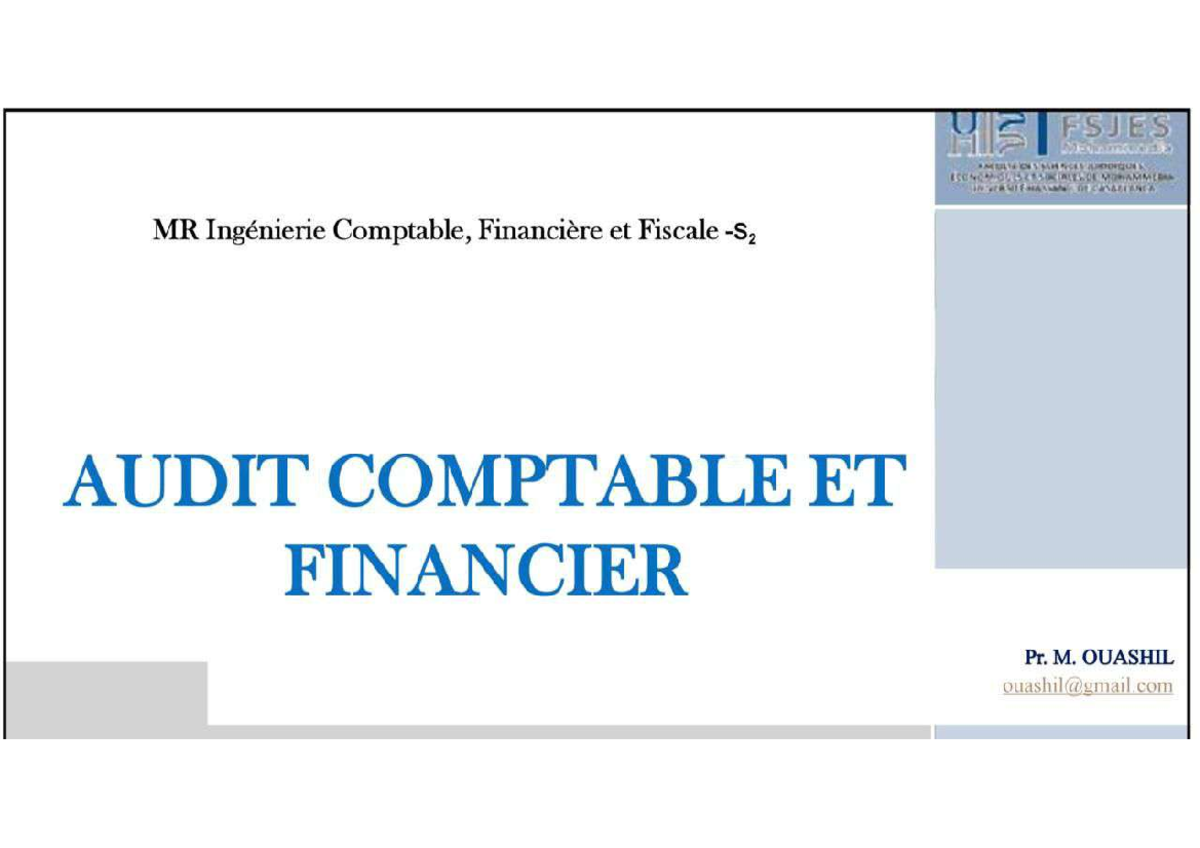 HP FSJES AMOUNT MR Audit Interne: Fondamentaux et Méthodologie - Studocu