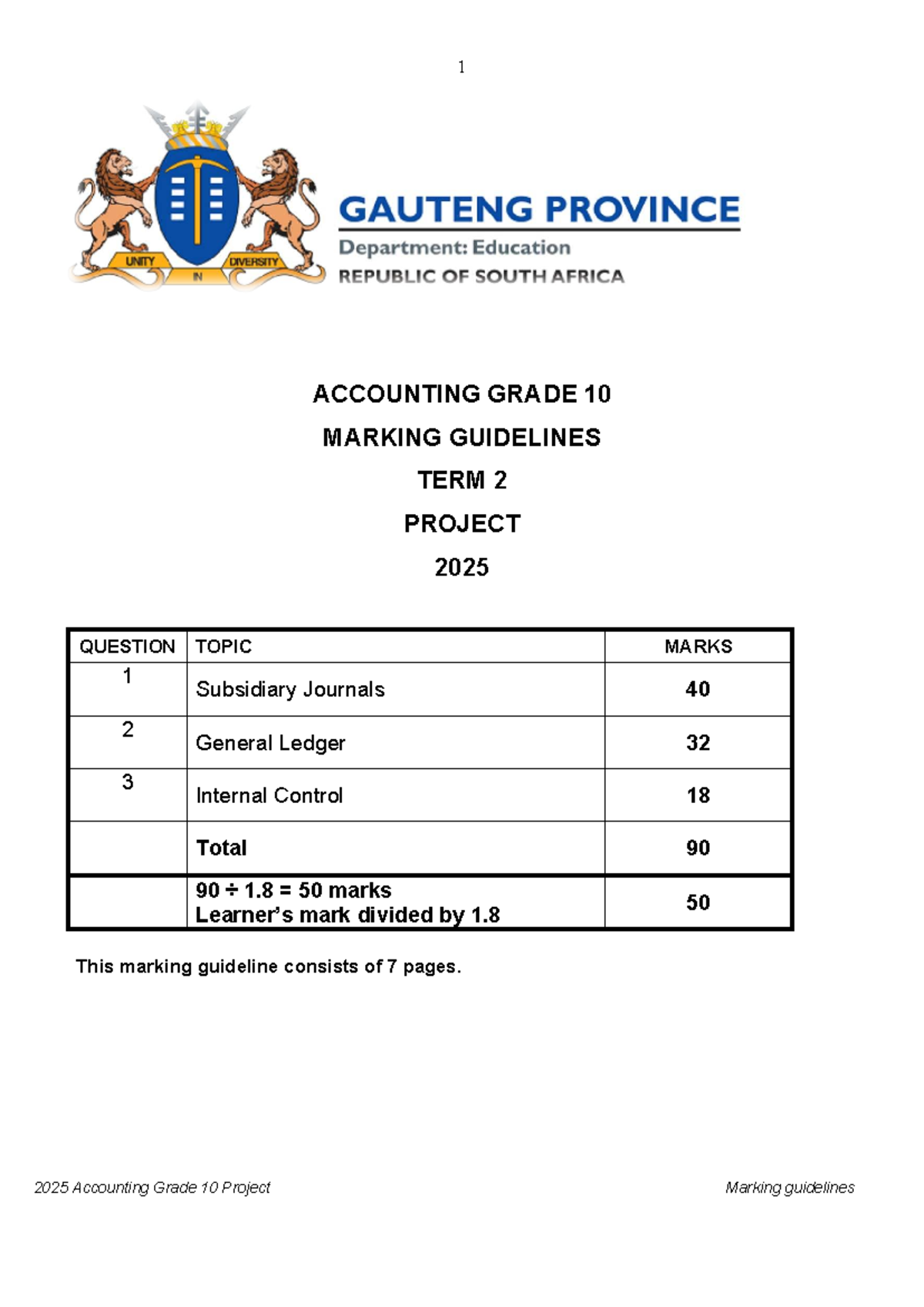 Accounting Grade 10 Project Guidelines - MG 053613 (2025) - Studocu