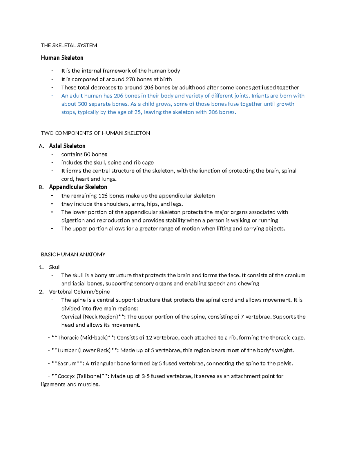 THE Skeletal System - THE SKELETAL SYSTEM Human Skeleton - It is the ...