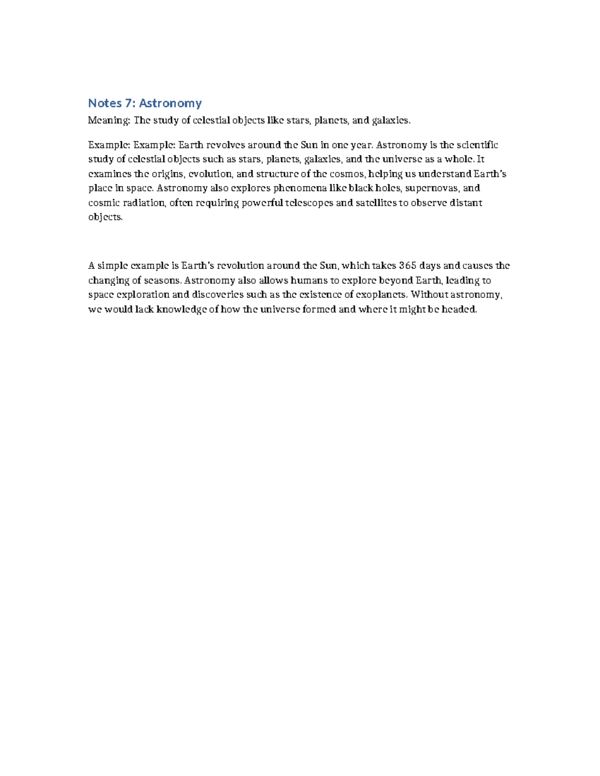 Astronomy Notes 7: Understanding Celestial Objects and the Universe ...