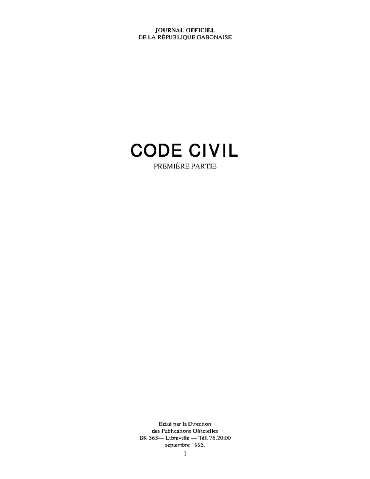 Code civil gabonais - JOURNAL OFFICIEL DE LA RÉPUBLIQUE GABONAISE CODE ...