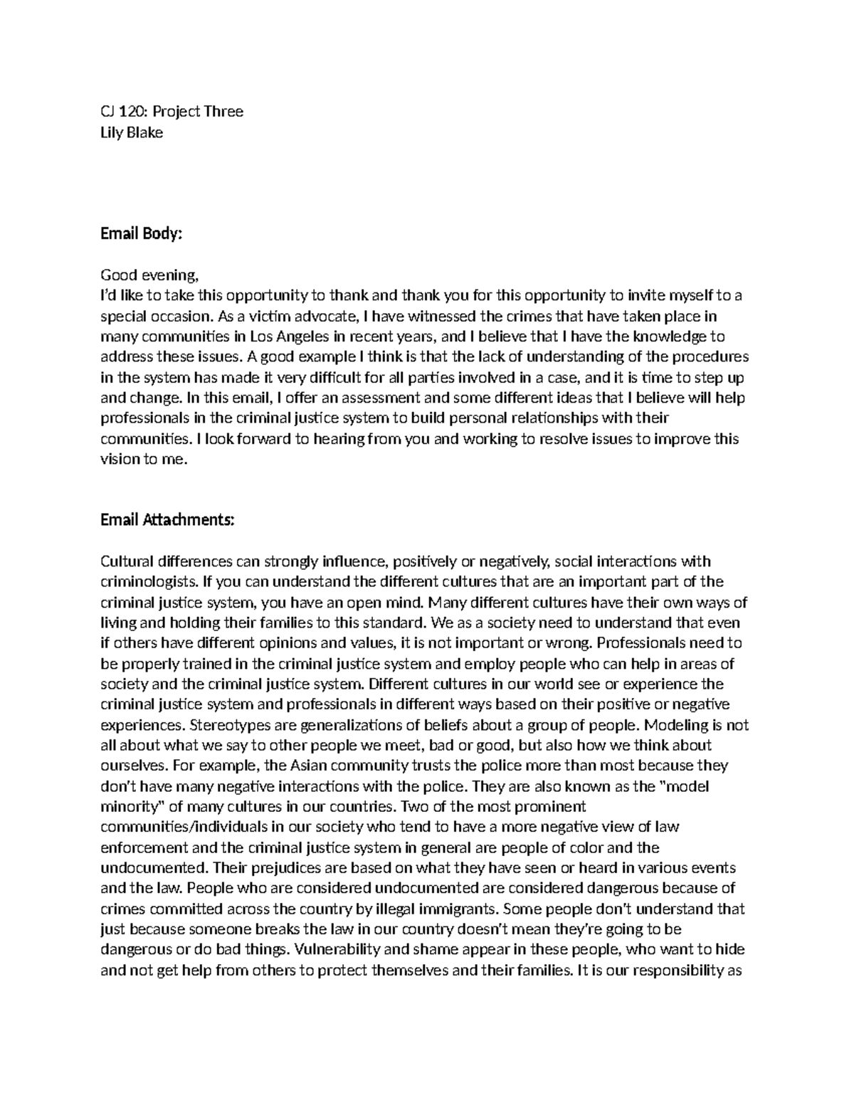 CJ 120: Project Three - Community Relations in Criminal Justice - Studocu