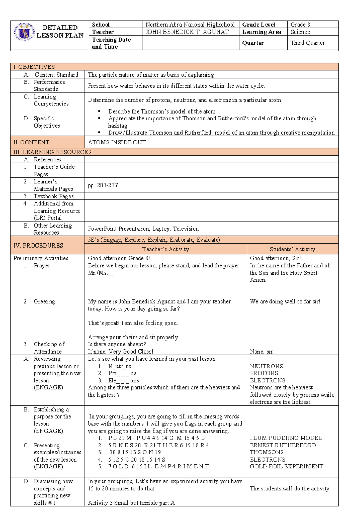 Atoms Inside Out: Understanding Particle Structure - Grade 8 Science ...