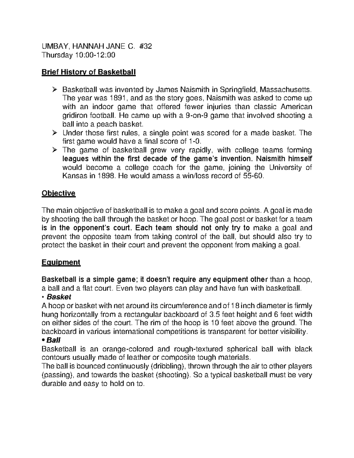 PE-4 Basketball - Lecture on the History and Skills of the Game - Studocu