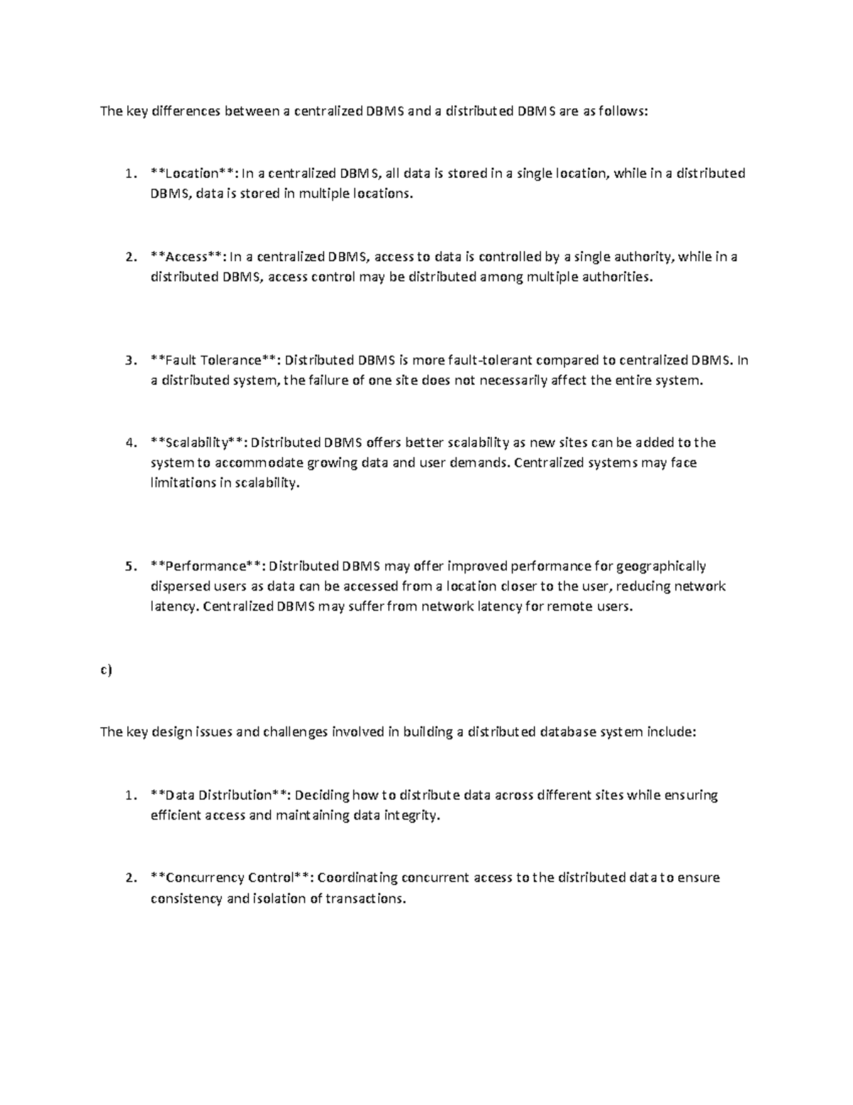 Key Differences Between Centralized DBMS and Distributed DBMS - Studocu