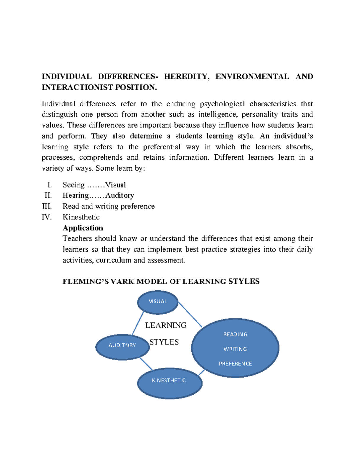 Individual Differences & Learning Styles: A Comprehensive Overview II ...