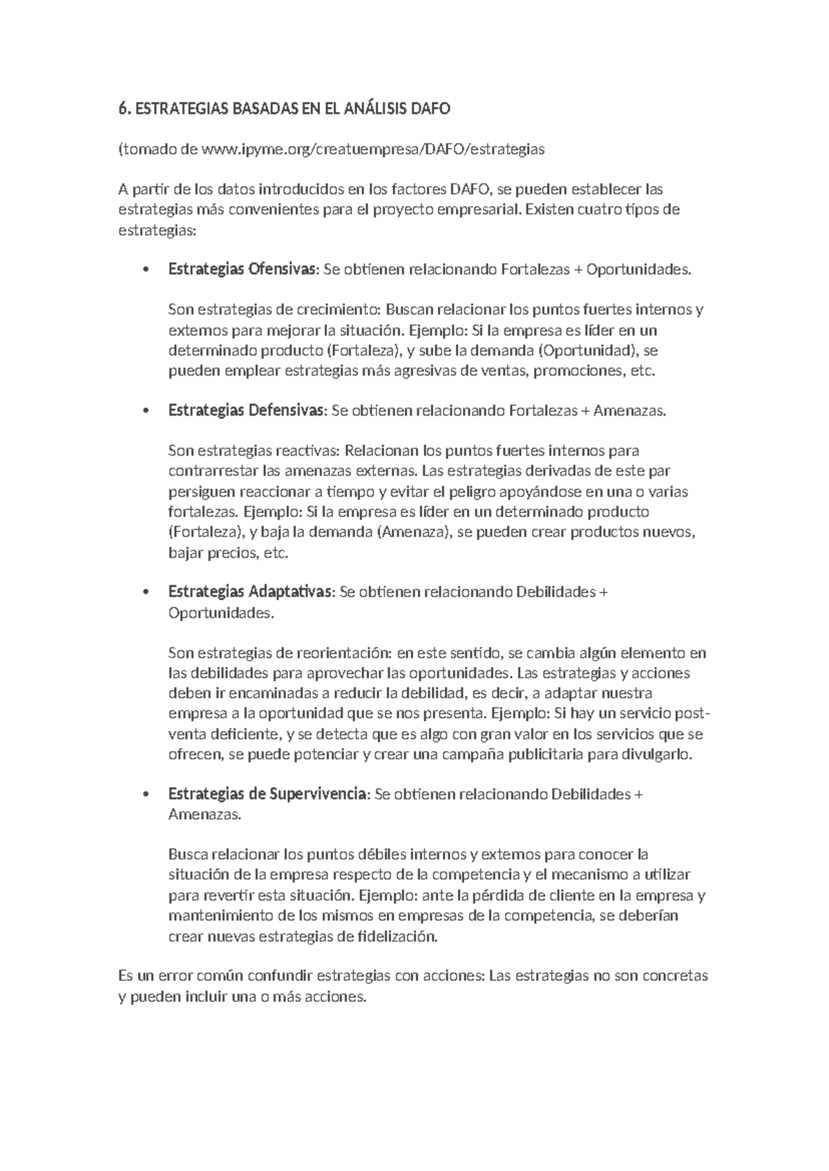 Estrategias DAFO - TEMA 2 APDO 6: Análisis y aplicación en empresas ...