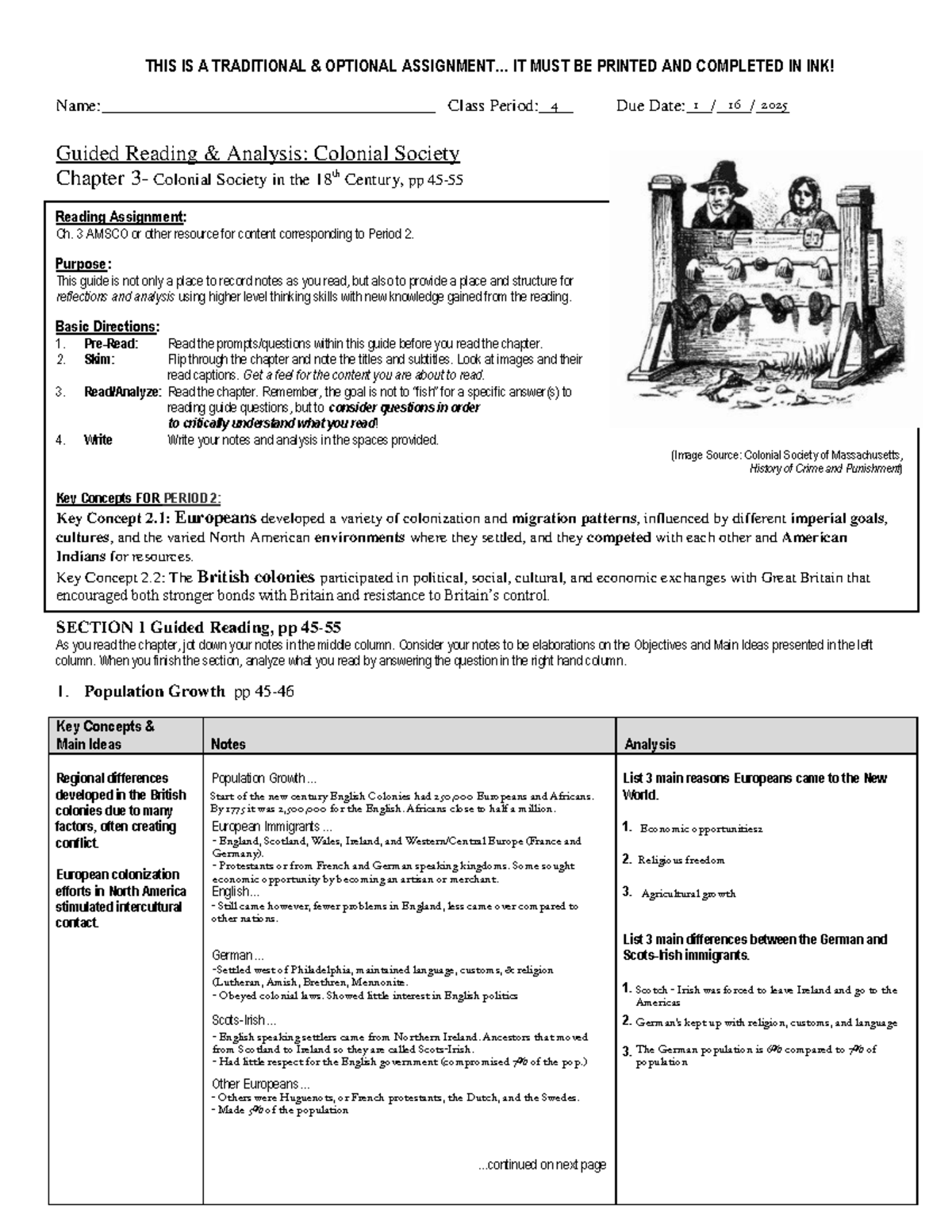 Amsco Chapter 3 Reading Guide: Insights on Colonial Society - Studocu