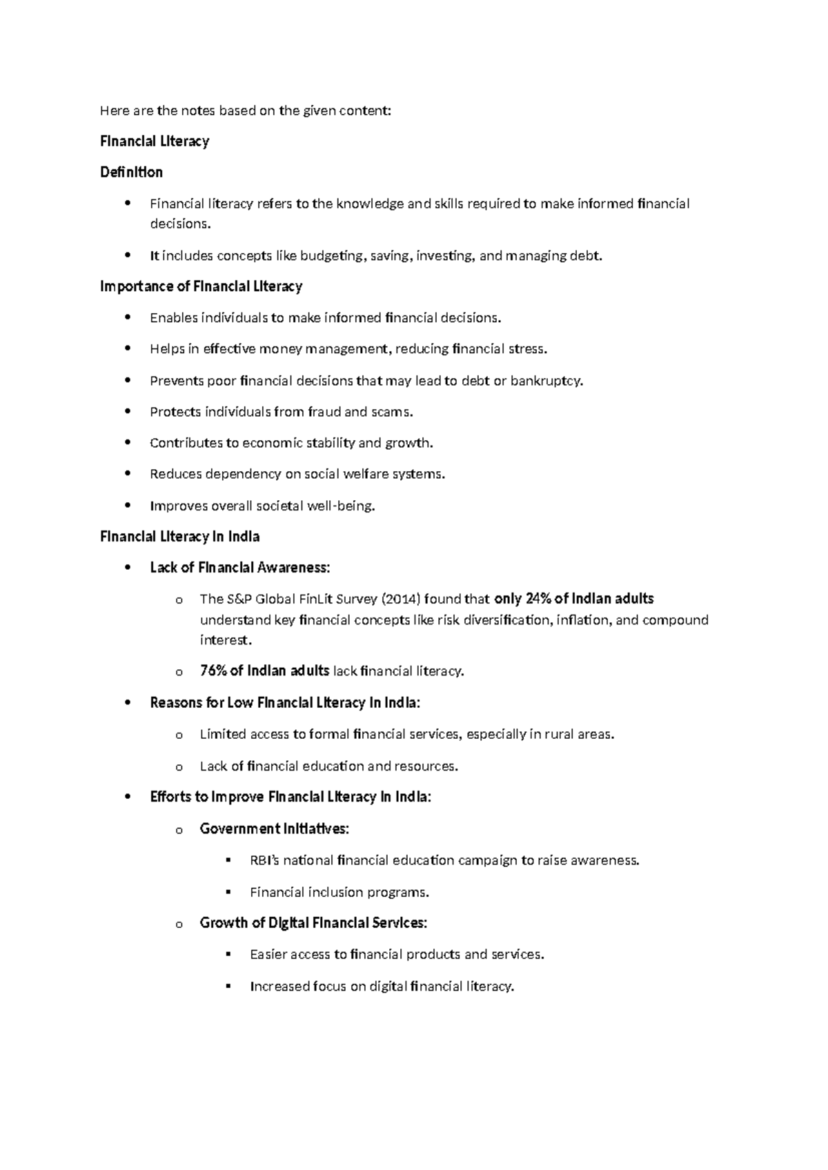 FL - Financial Literacy and Planning: Key Concepts and Strategies - Studocu