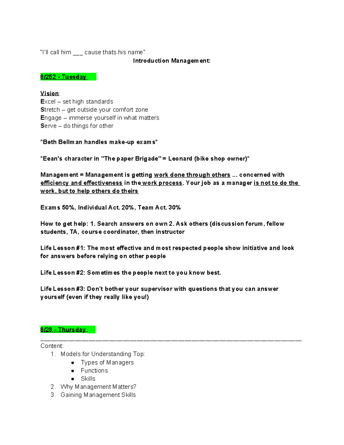 Introduction to Management: Comprehensive Course Notes (MGT101) - Studocu