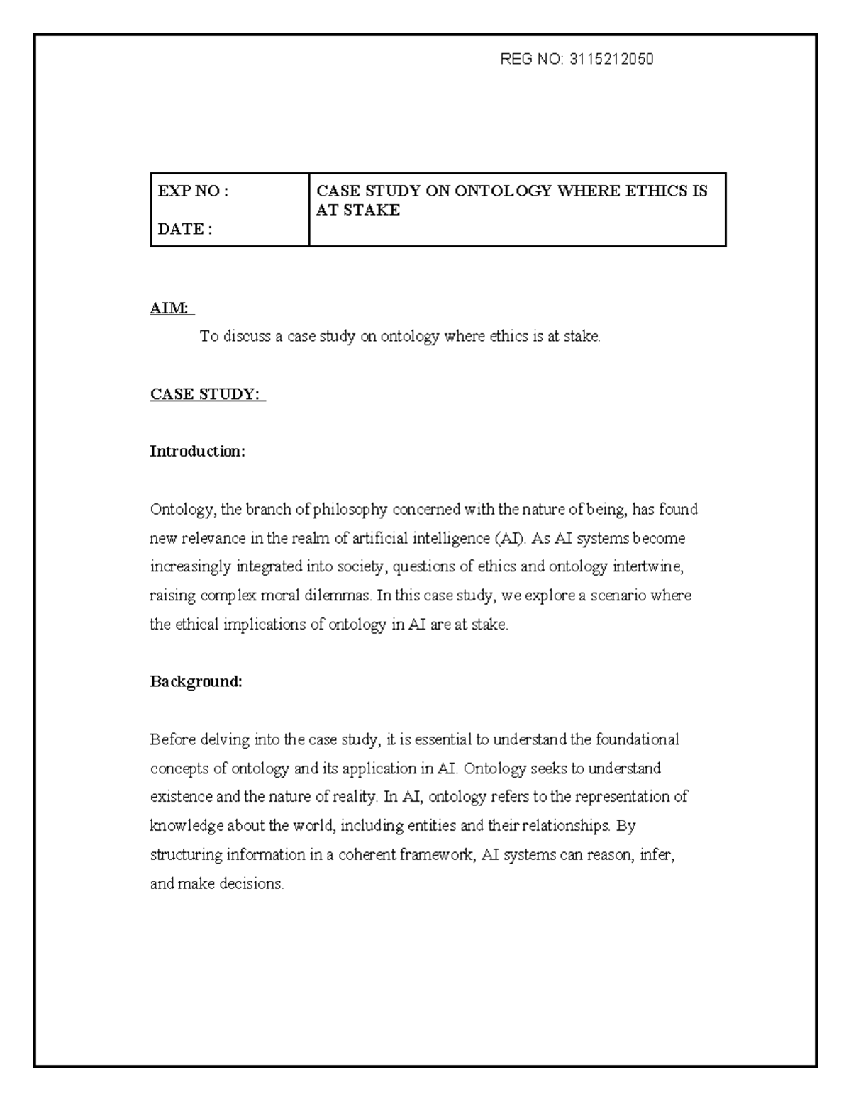 EAI 6&7 - Case Study on Ethics in AI Ontology and Optimization - Studocu