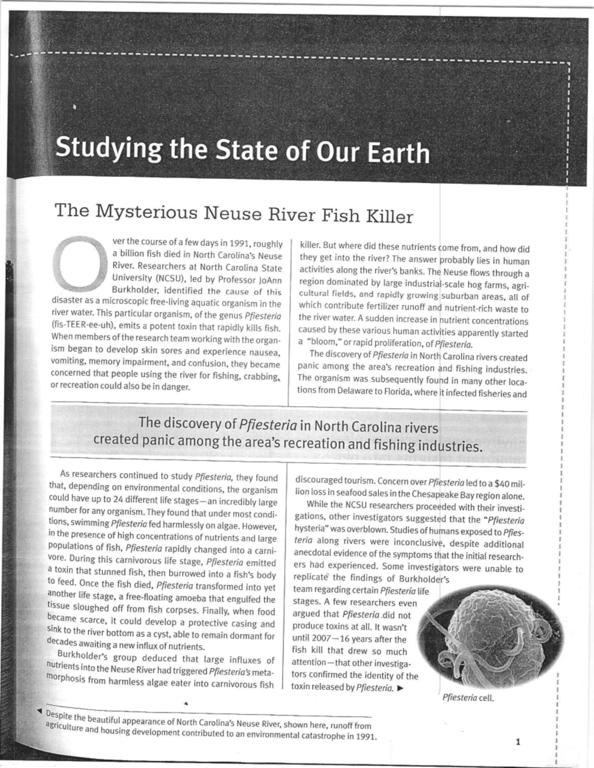 Environmental Science Case Study: The Neuse River Fish Kill (NCSU ...