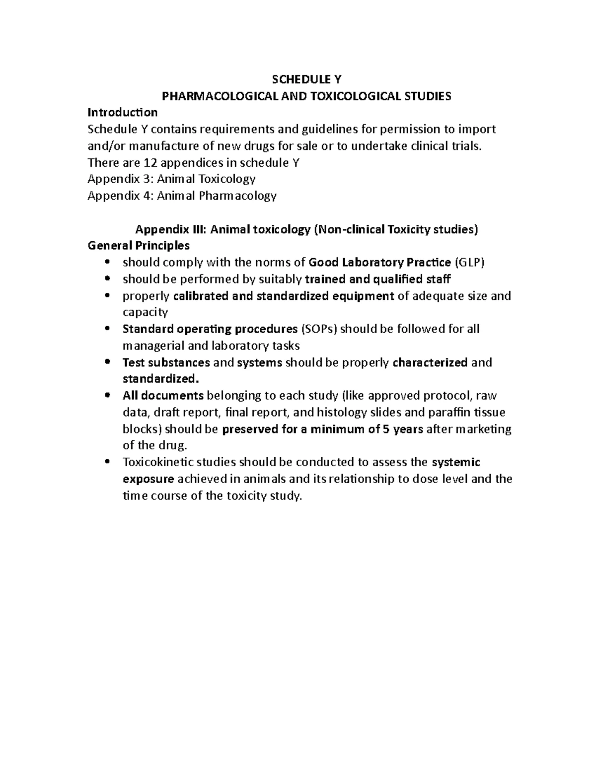 Schedule Y - PHARMACOLOGICAL AND TOXICOLOGICAL STUDIES - SCHEDULE Y ...