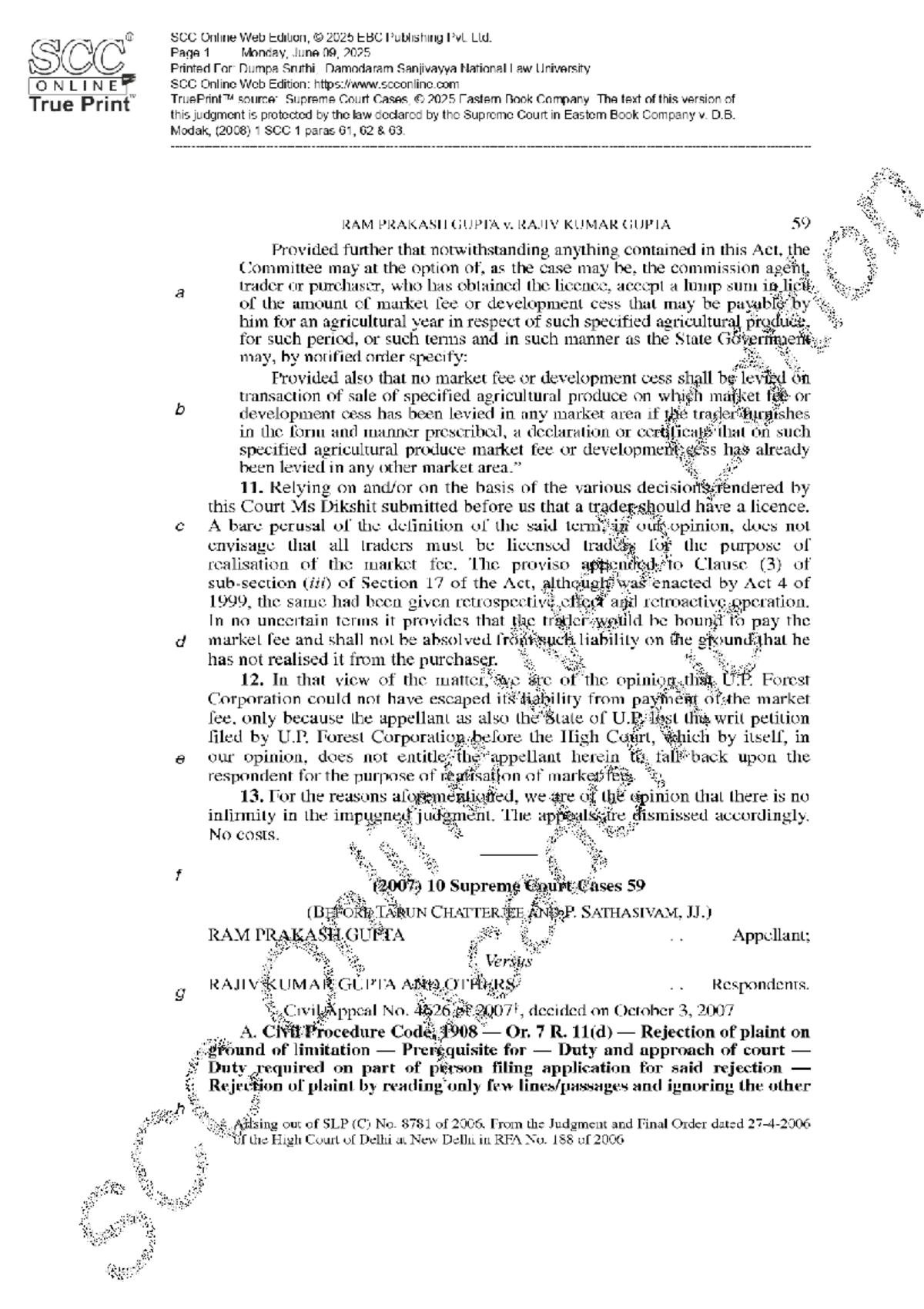SCC Online Web Edition: Case Study on Ram Prakash Gupta v. Rajiv Kumar ...